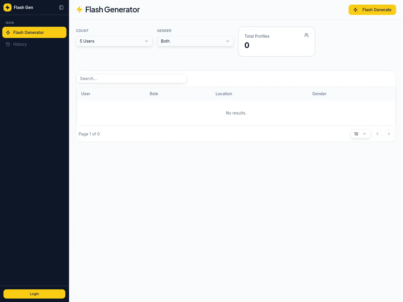 Flash User Generator