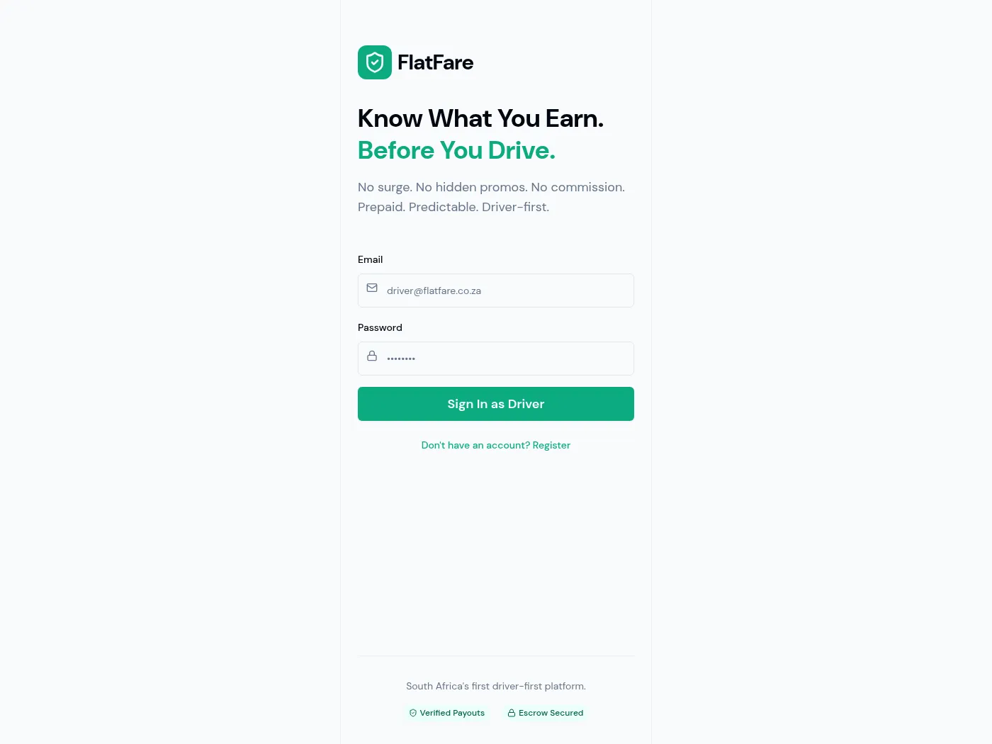 FlatFare Driver MVP