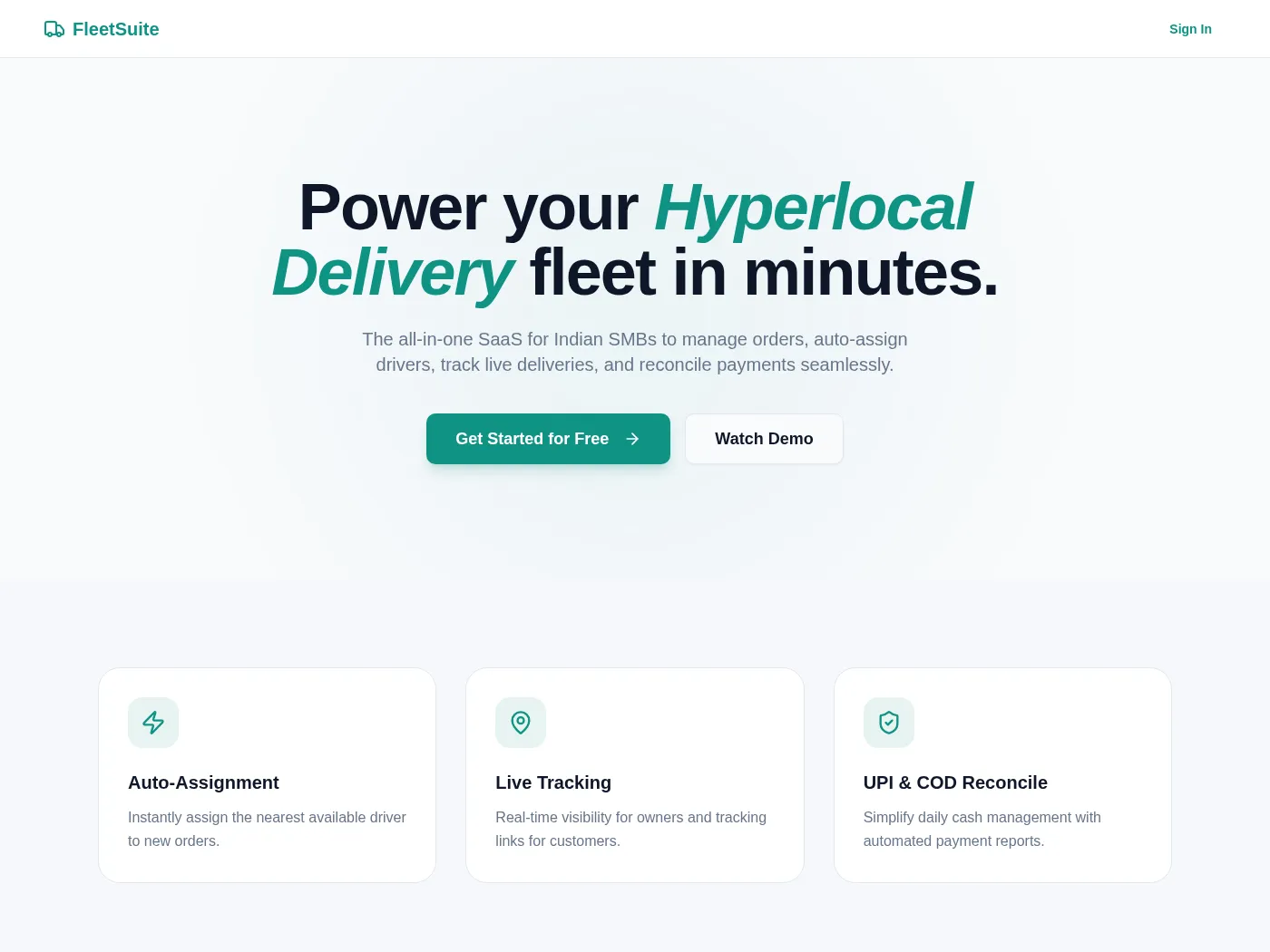 Hyperlocal Fleet Suite