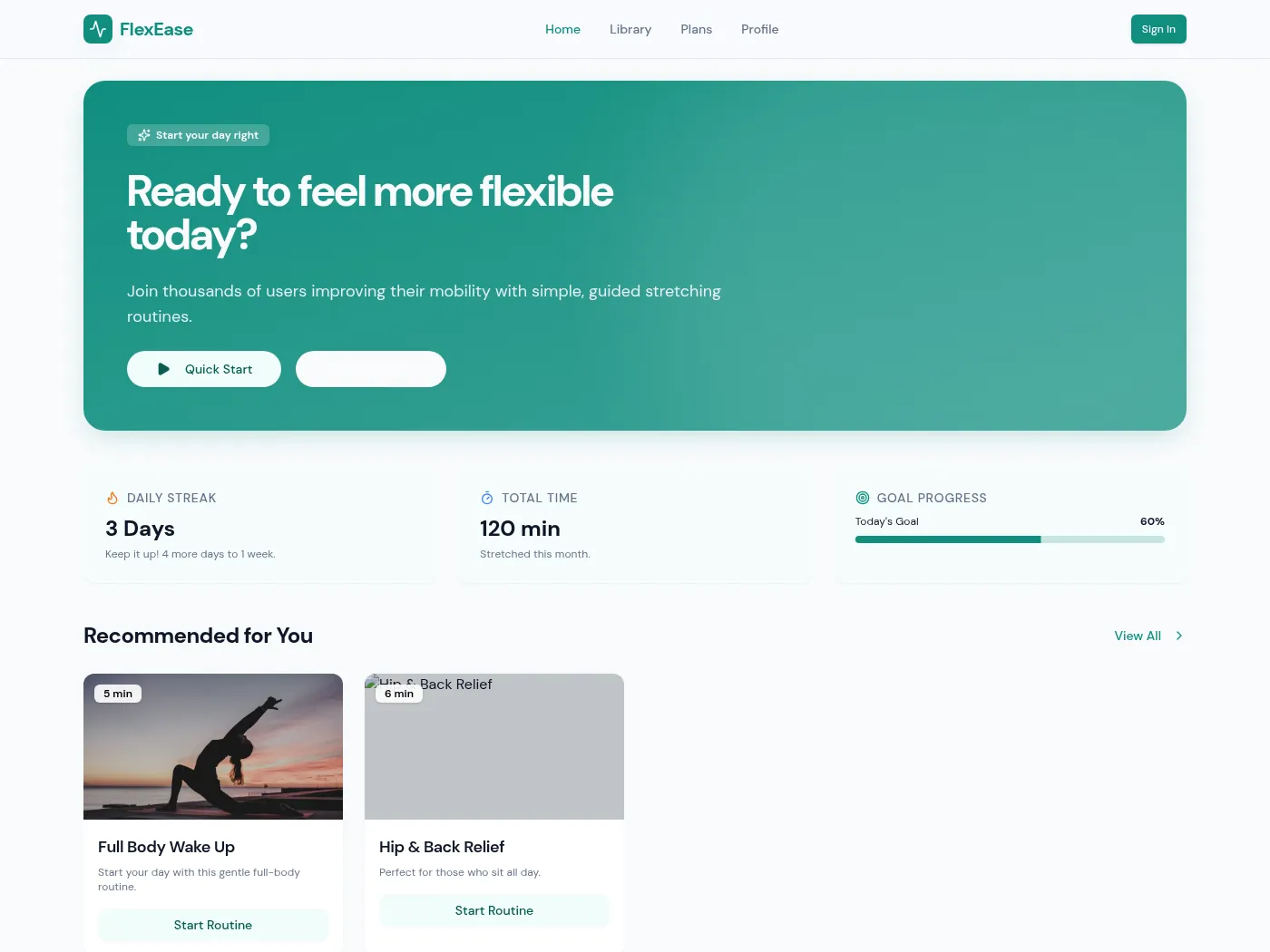 FlexEase Stretching App
