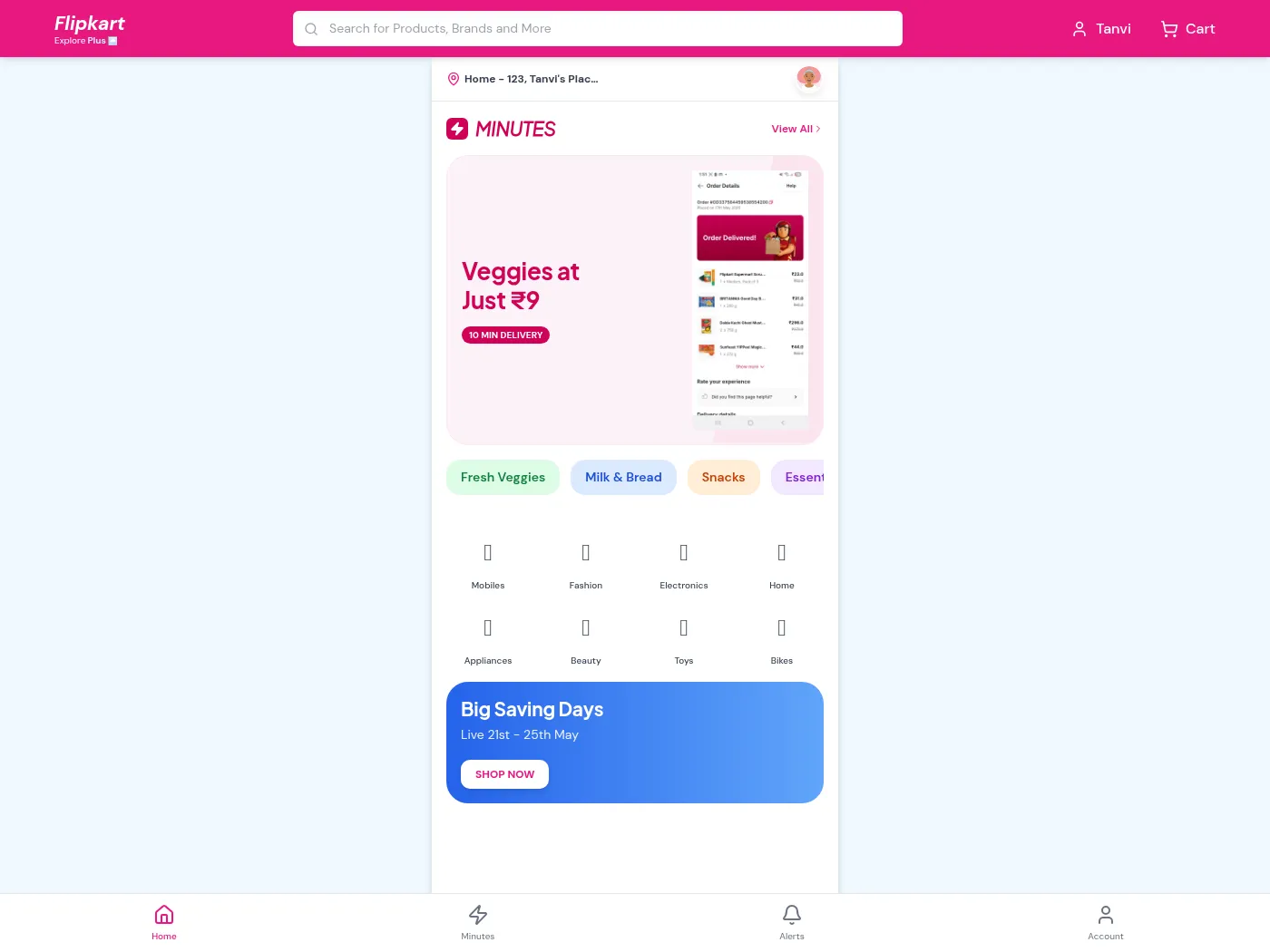 Flipkart Minutes Clone
