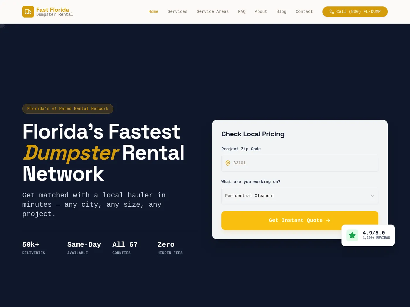 Fast Florida Dumpster