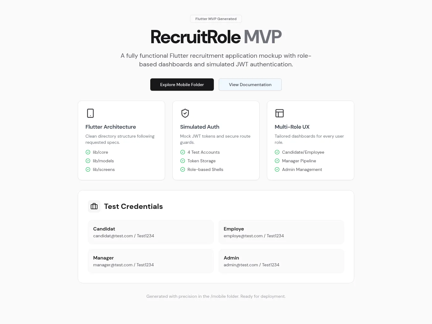 RecruitRole Flutter MVP