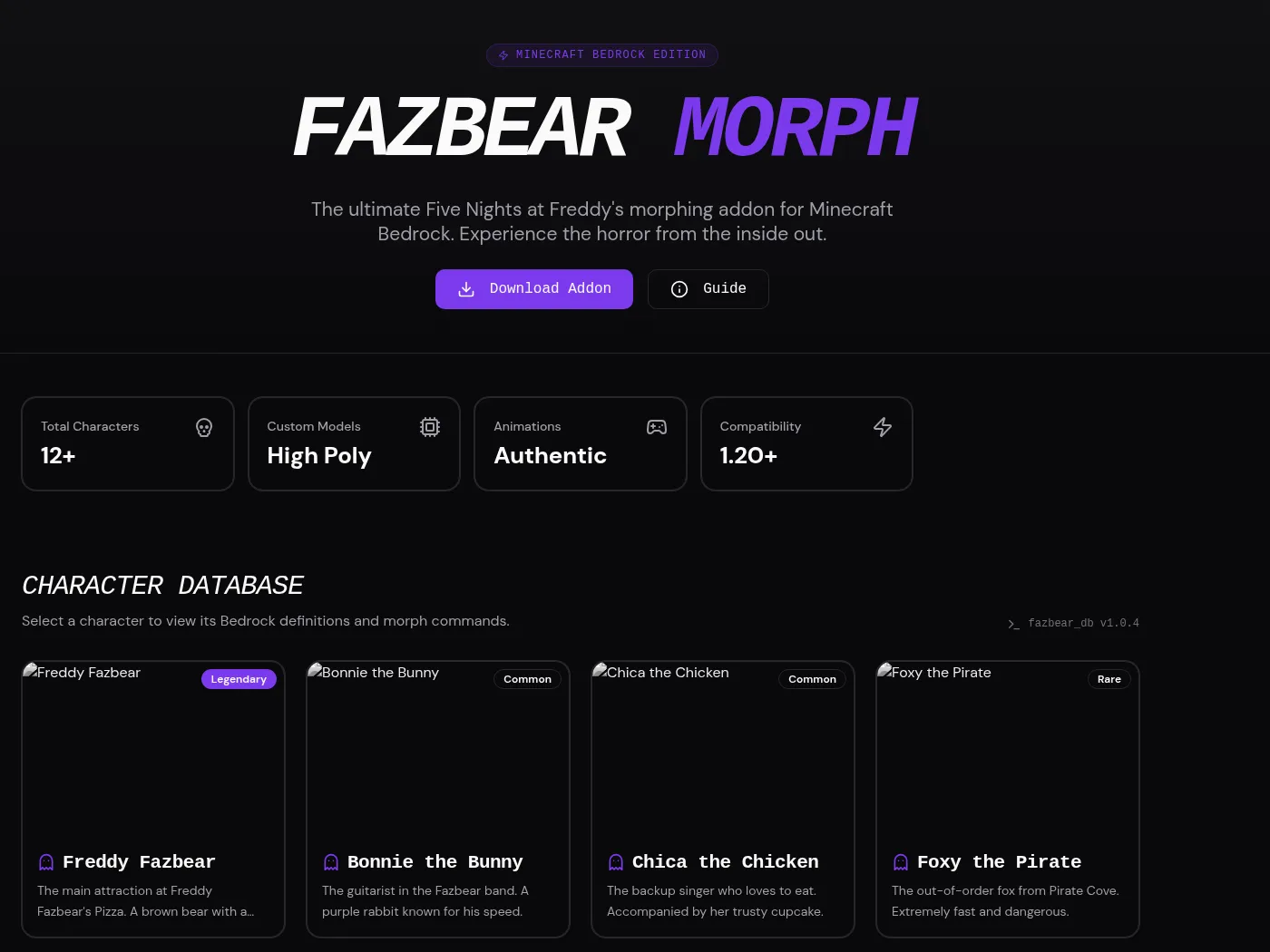 FNAF Morph Minecraft Addon