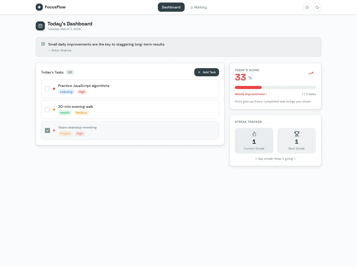 FocusFlow Productivity Tracker