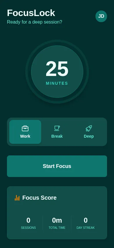 FocusLock Study Timer