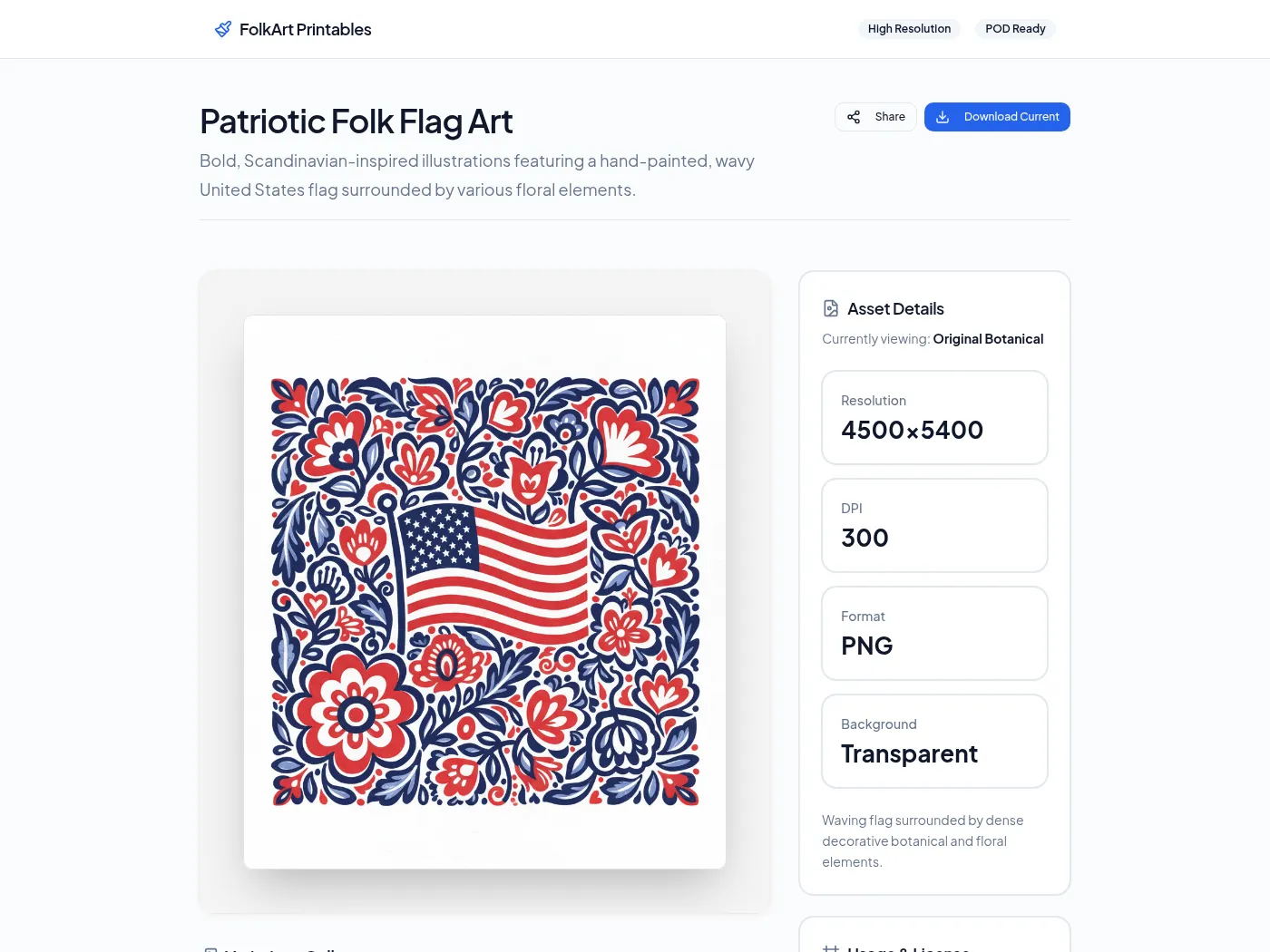 Patriotic Folk Flag Art