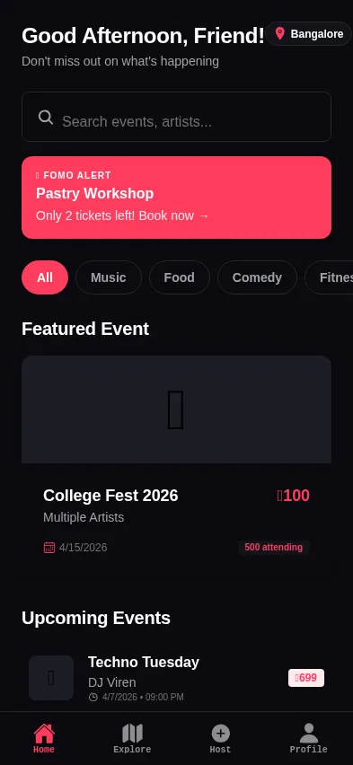 FOMO Bangalore Events App