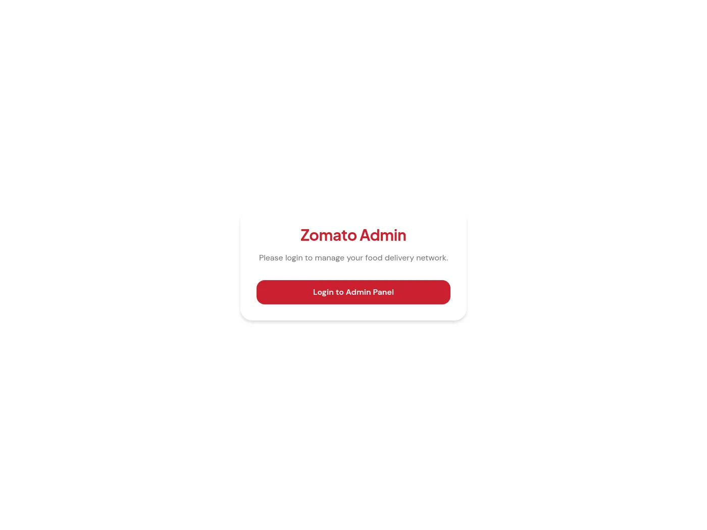 Zomato Admin Panel Clone