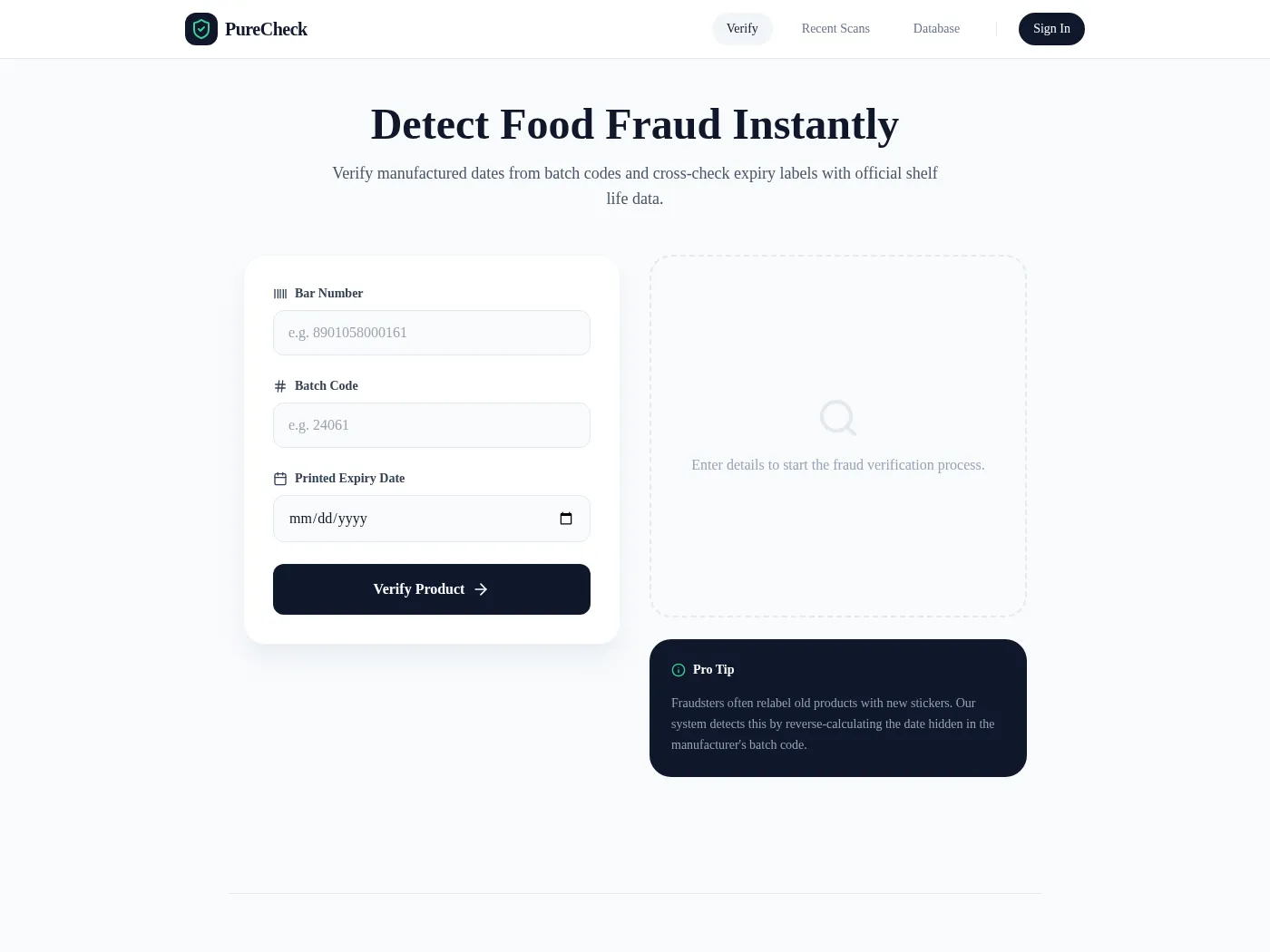 Packed Food Fraud Finder
