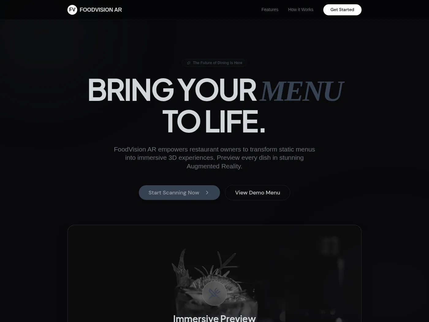 FoodVision AR Platform