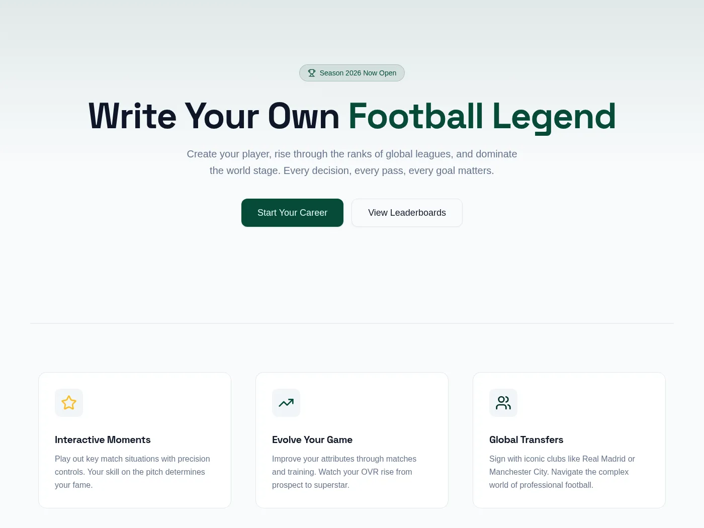 Football Career Simulator