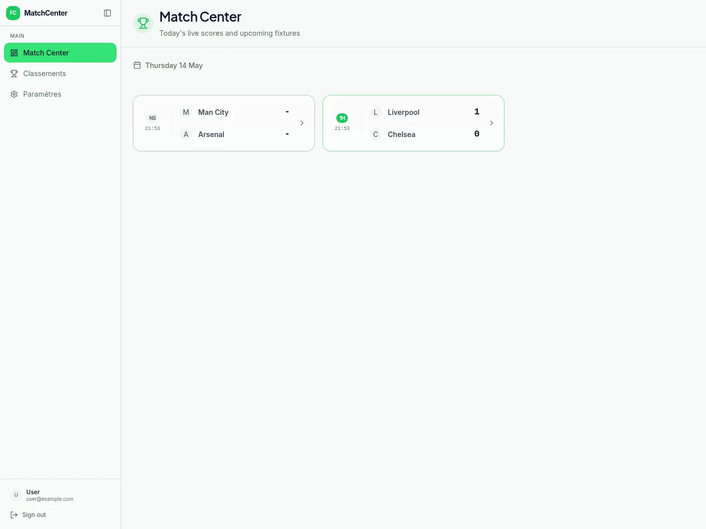 Football Match Center