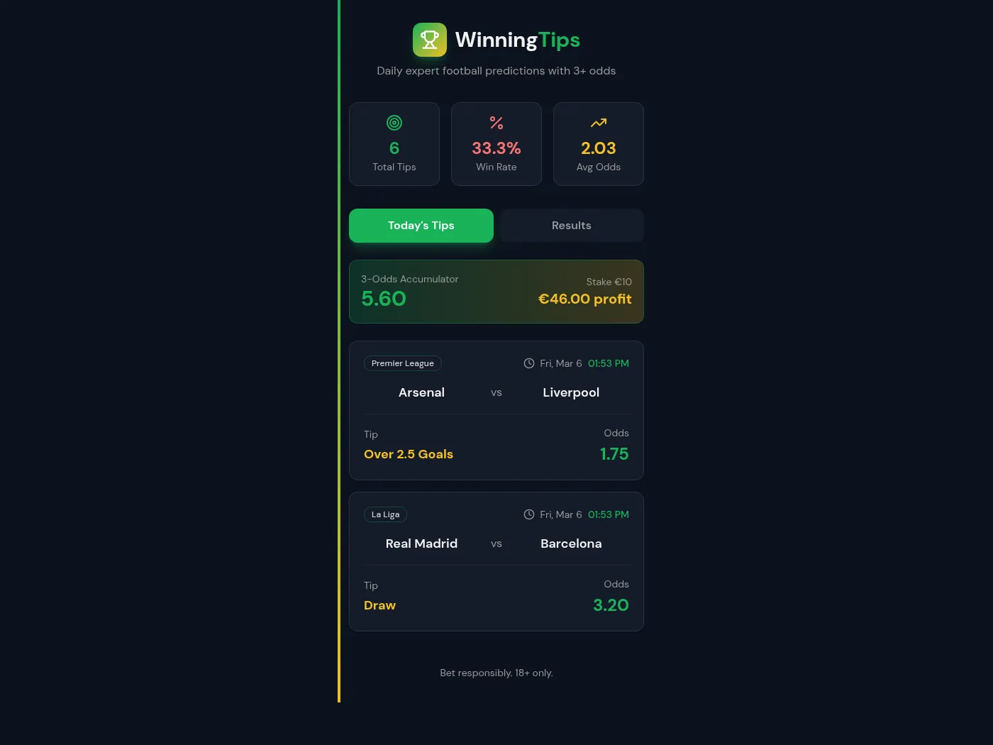 WinningTips Football Predictor