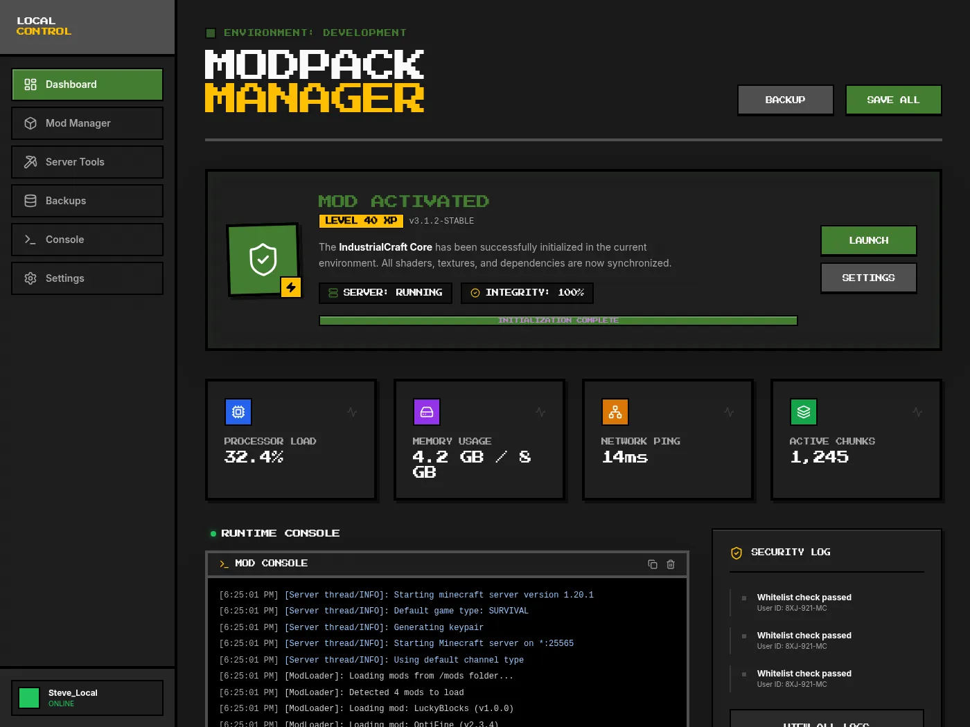 Minecraft Forge Control Panel