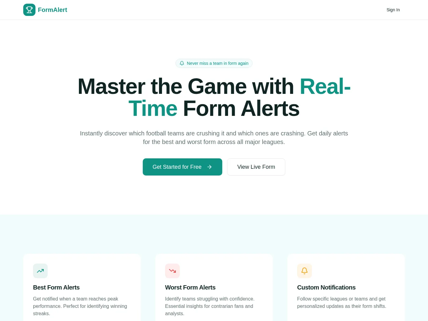 Form Alert Football App