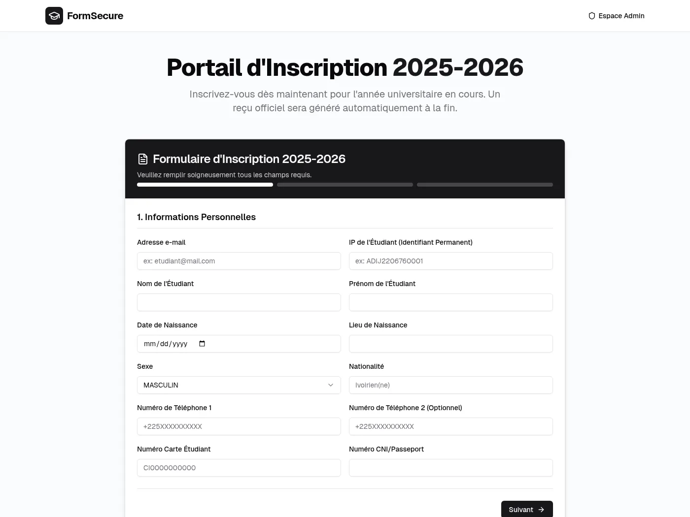 FormSecure Registration Portal