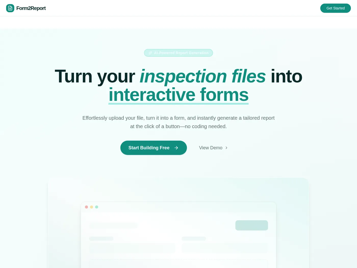 Form2Report Website