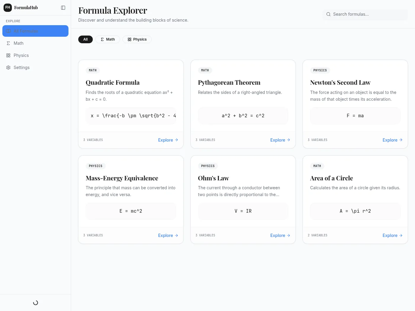 Formula Explainer Hub