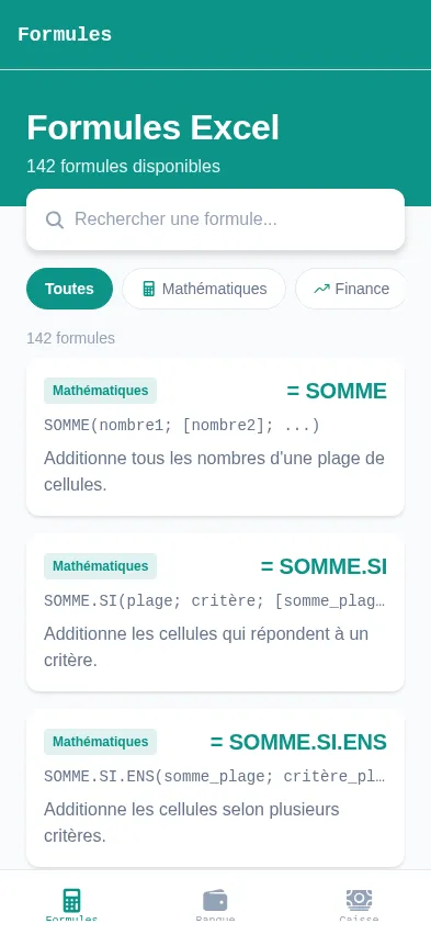 Formules & Rapprochements App