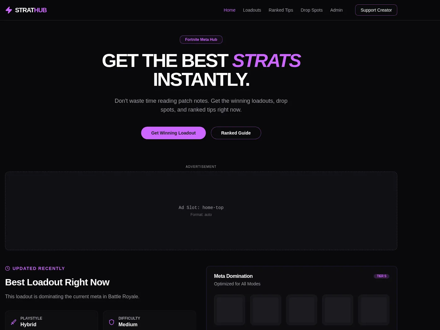 Fortnite Fast Strat Hub | Built with Blink