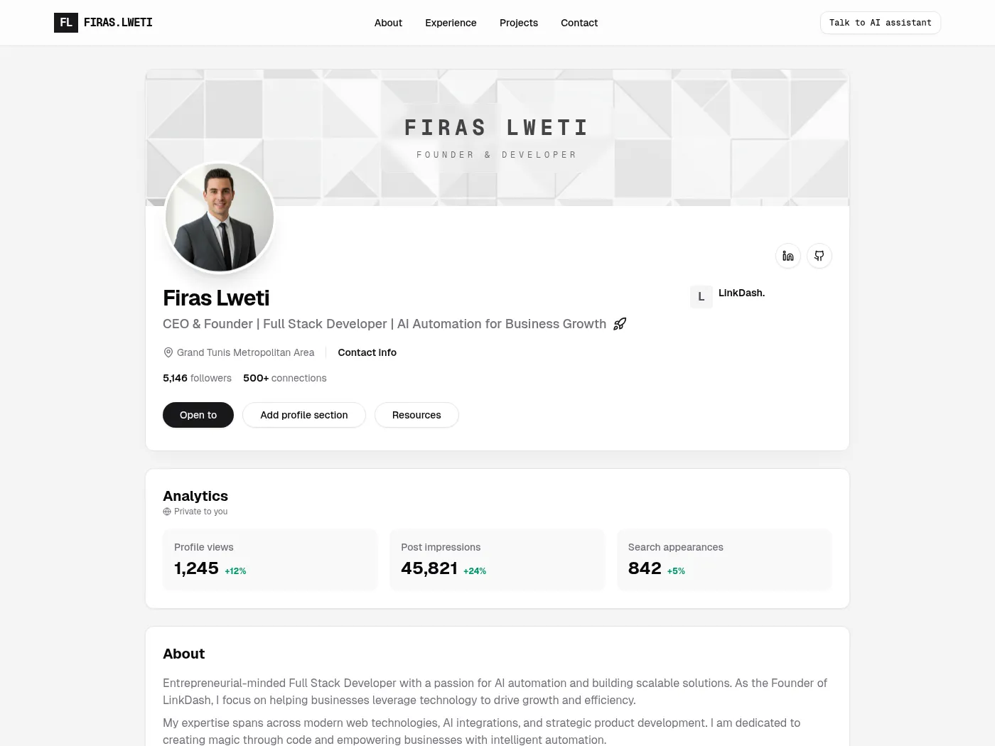 Founder Portfolio Link