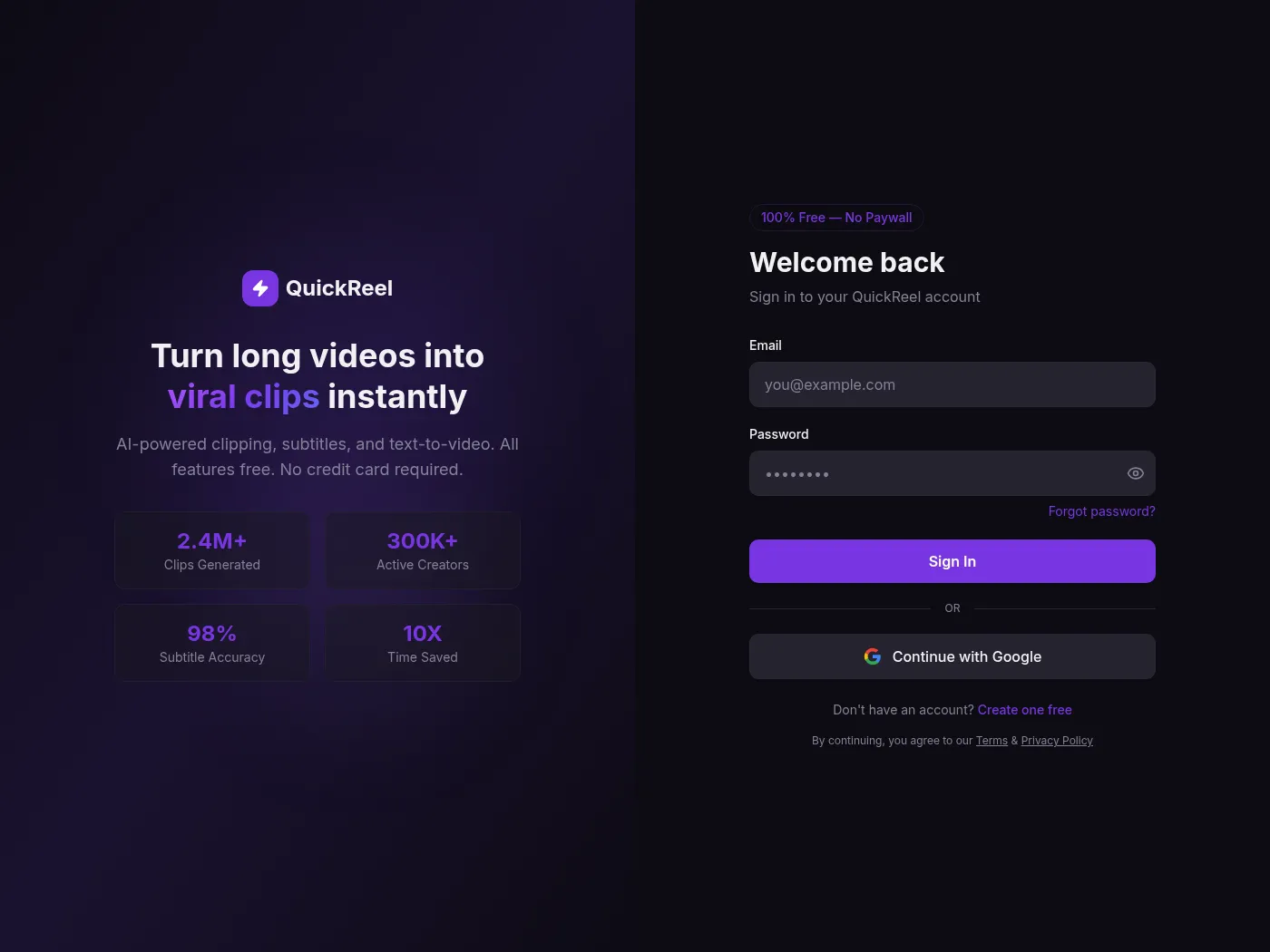 QuickReel Free AI Agent