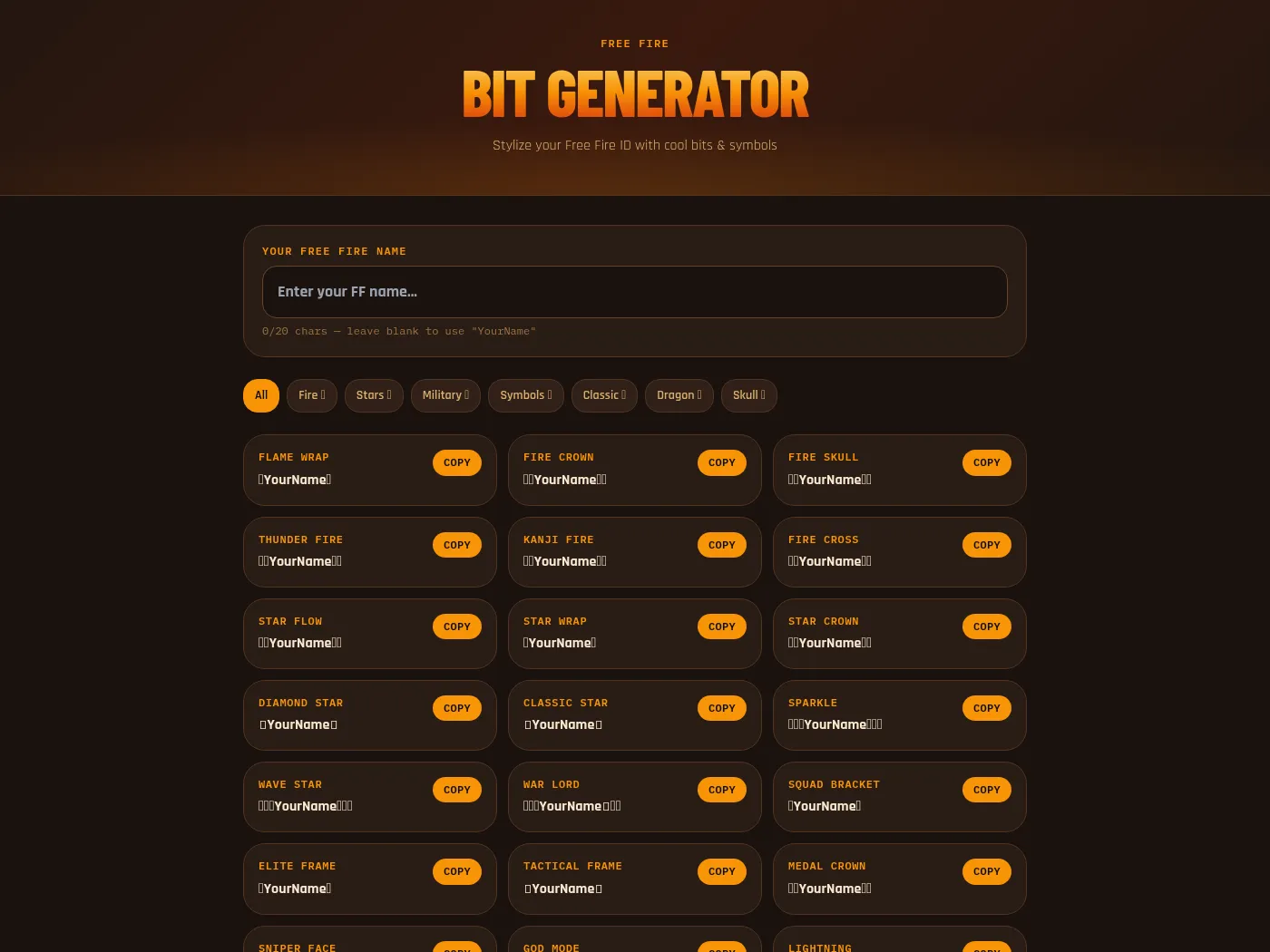 Free Fire Bit Generator