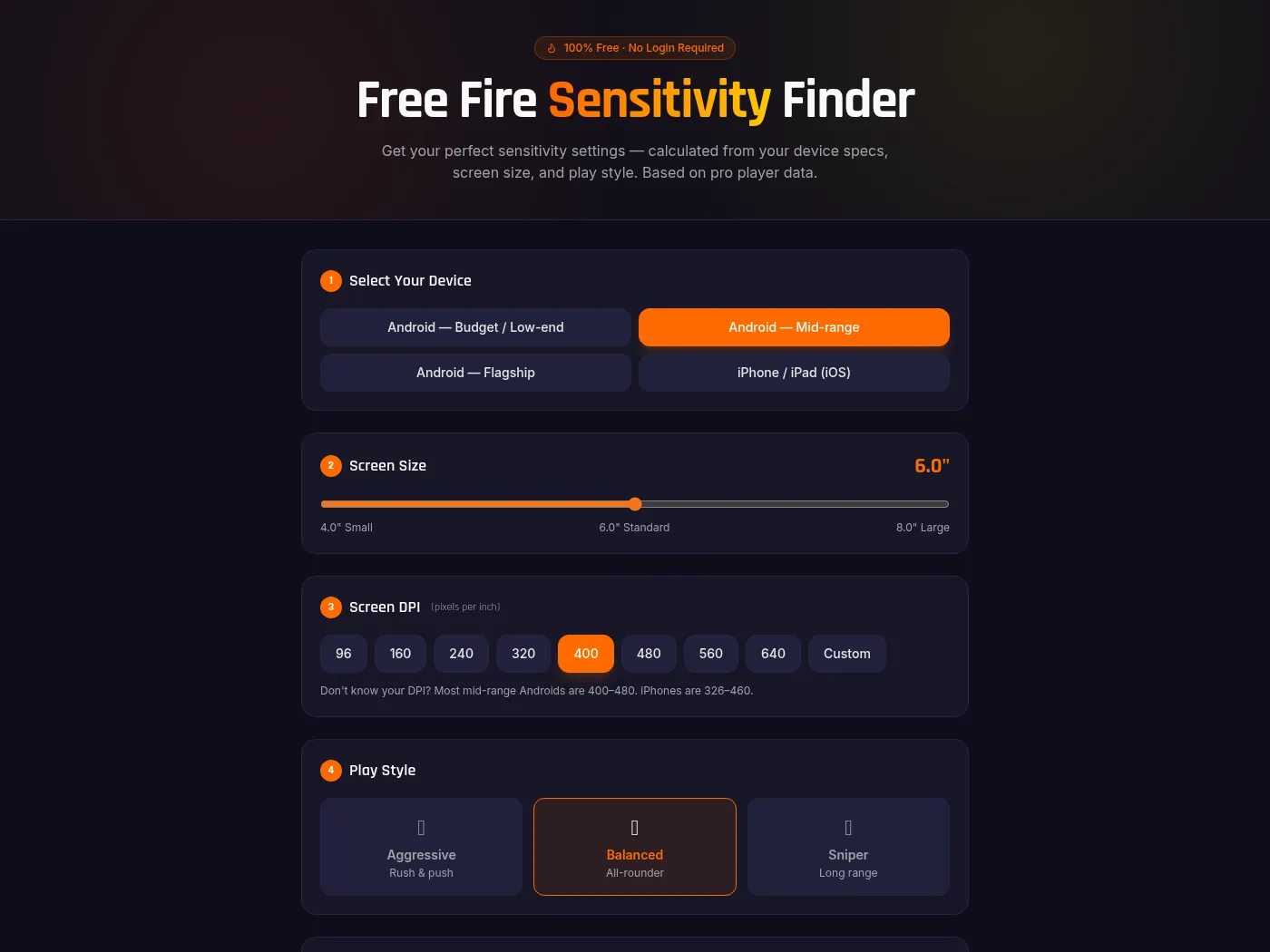 Free Fire Sensitivity Finder