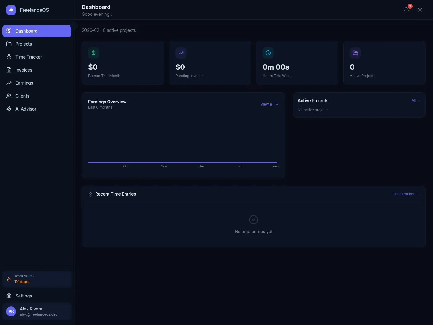 FreelanceOS Dashboard