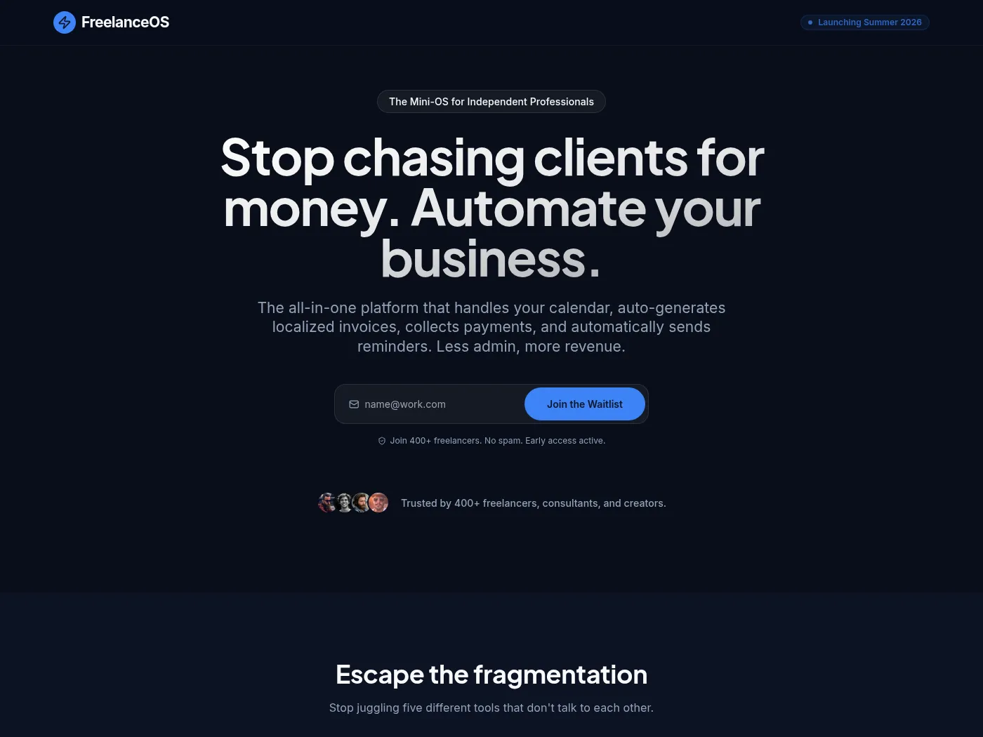 FreelanceOS Landing Page