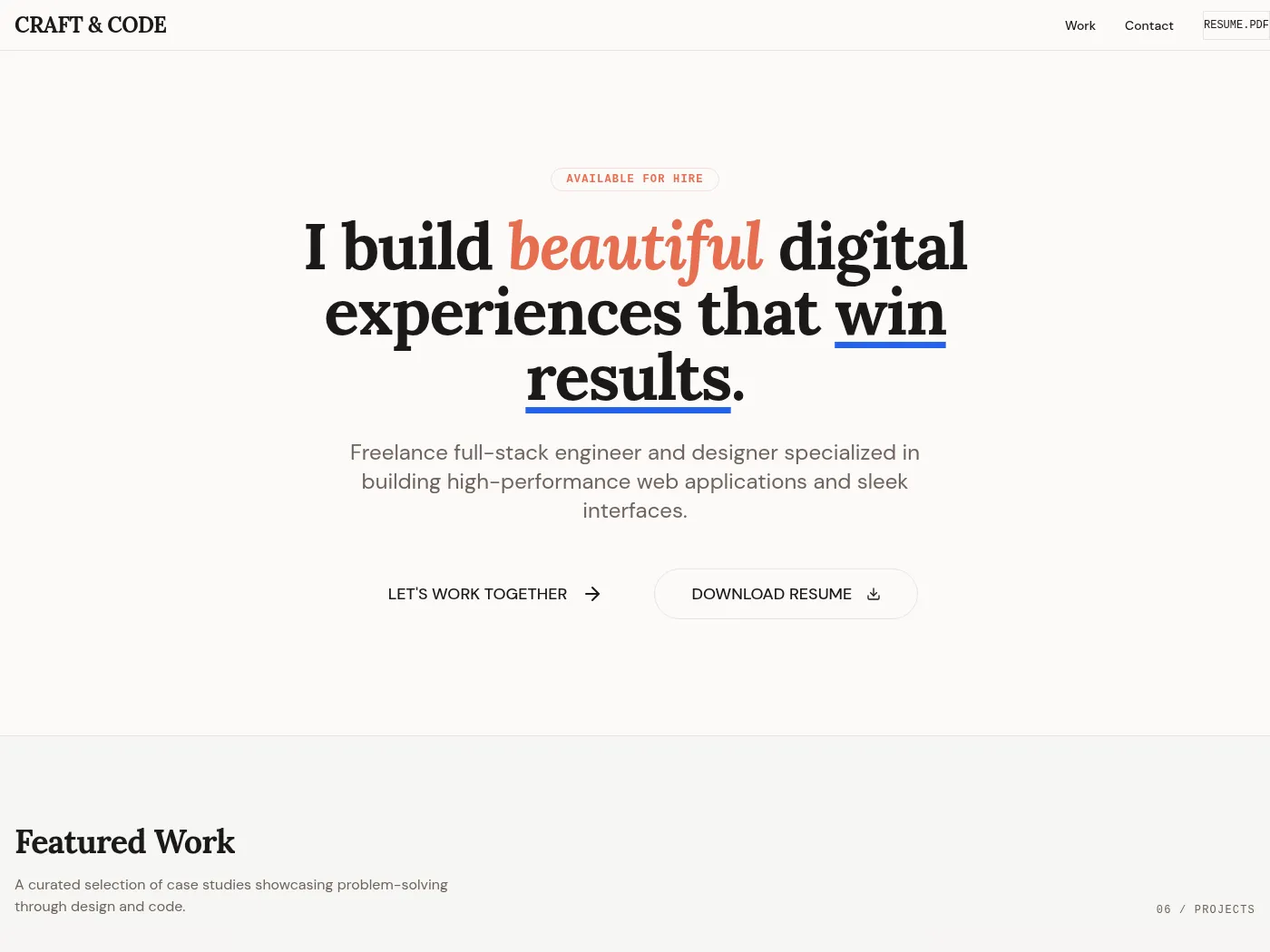 Freelancer Portfolio Site