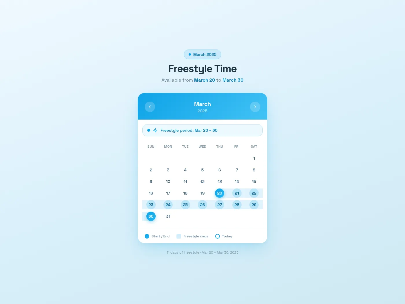 Freestyle Calendar Widget