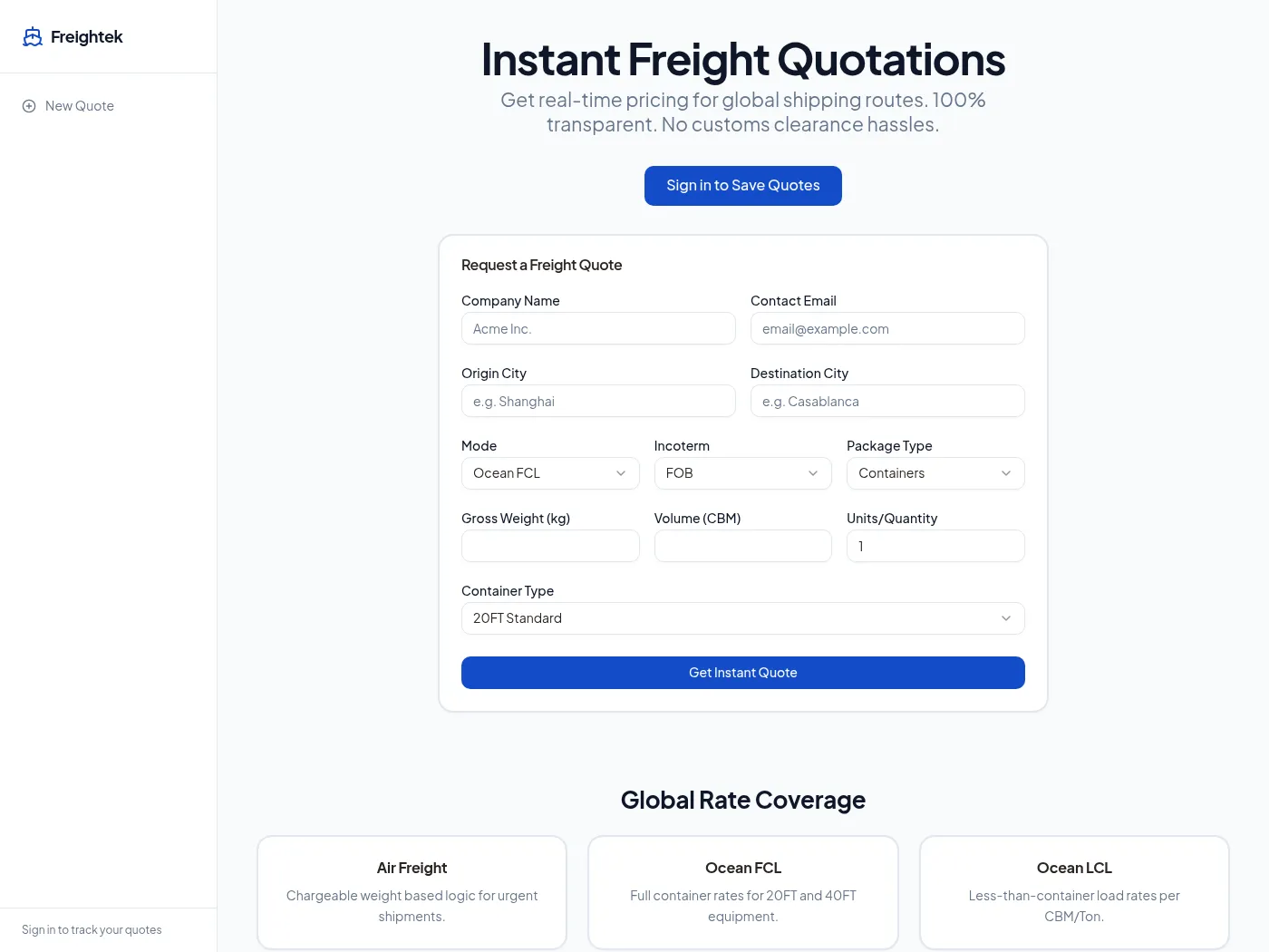Freightek Auto-Quote MVP
