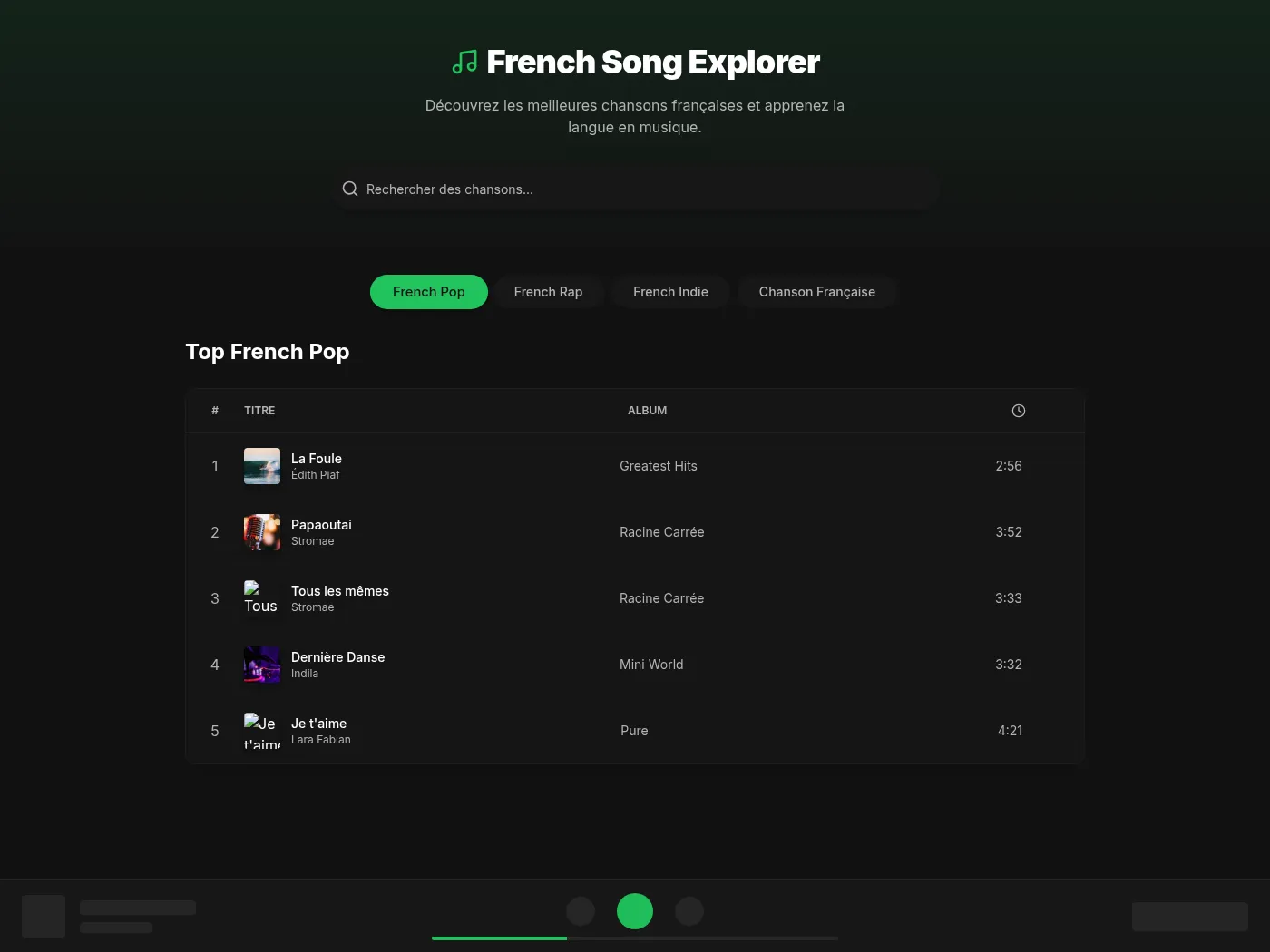 French Song Explorer