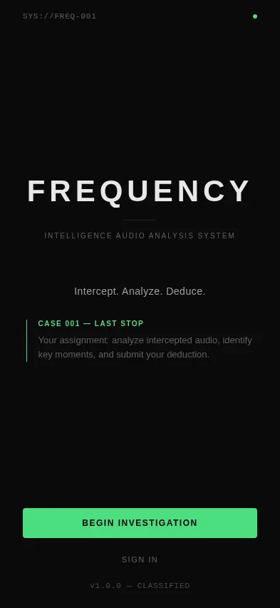 Frequency Audio Mystery Game