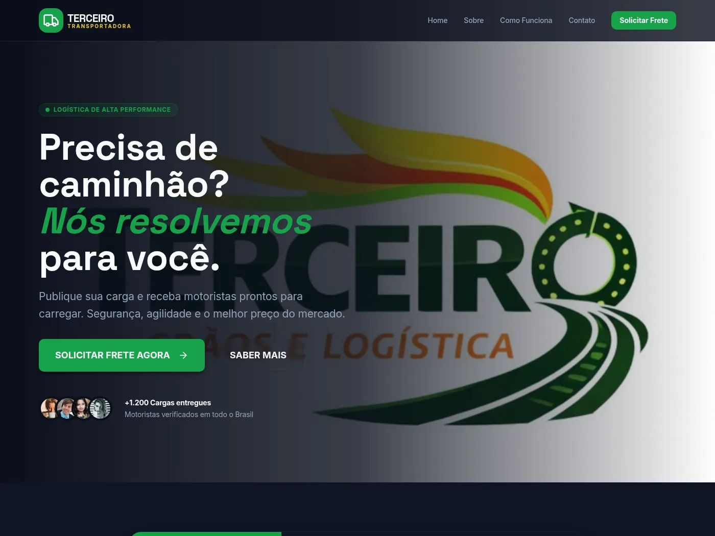 FreteLead Landing Page