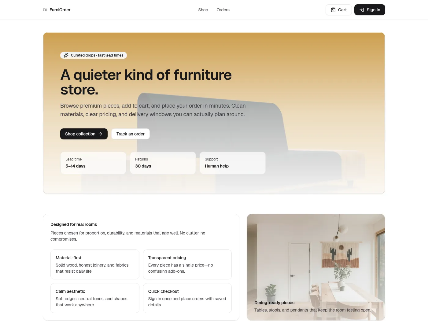 FurniOrder Webshop