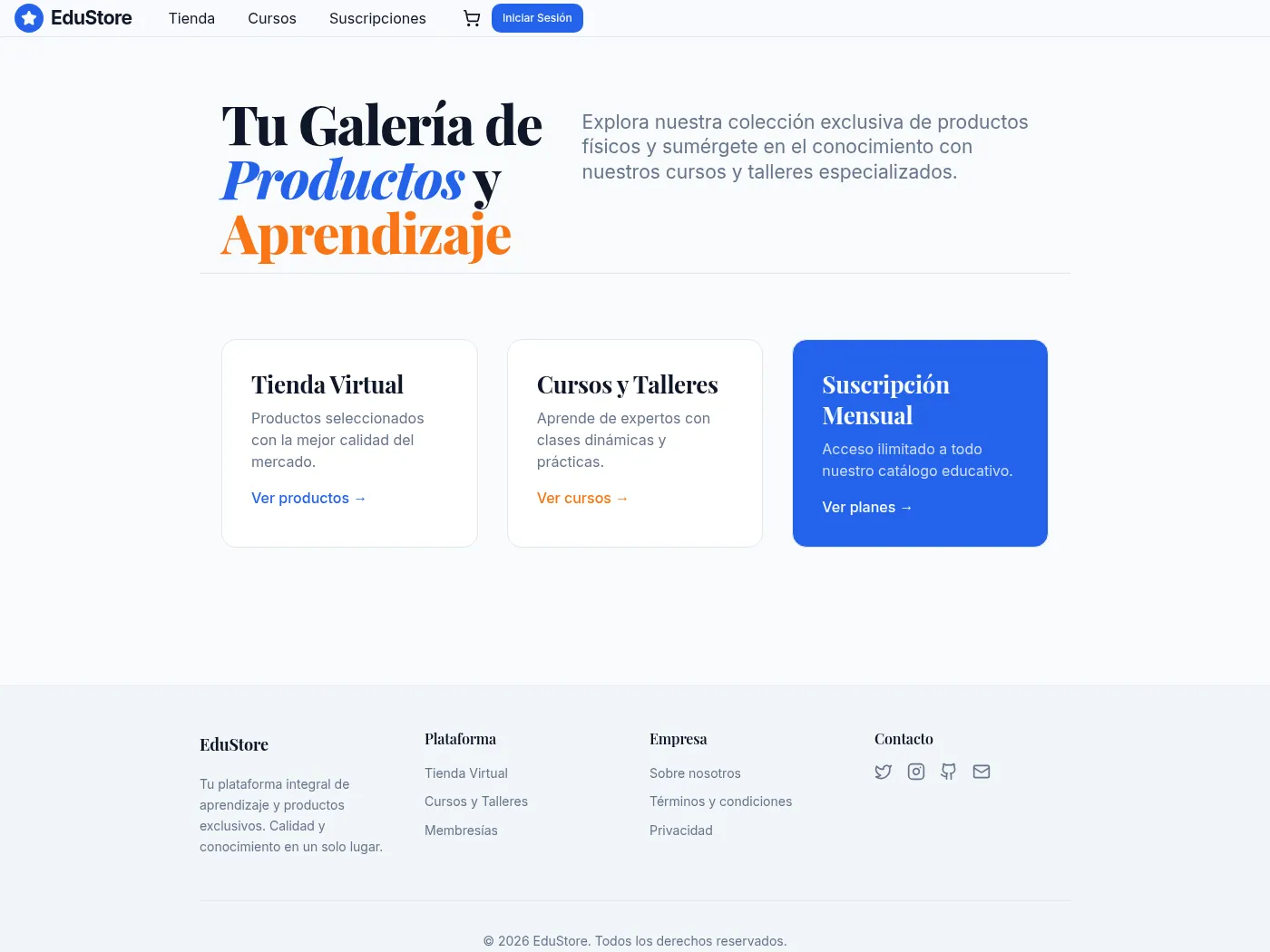 Galería Cursos y Tienda