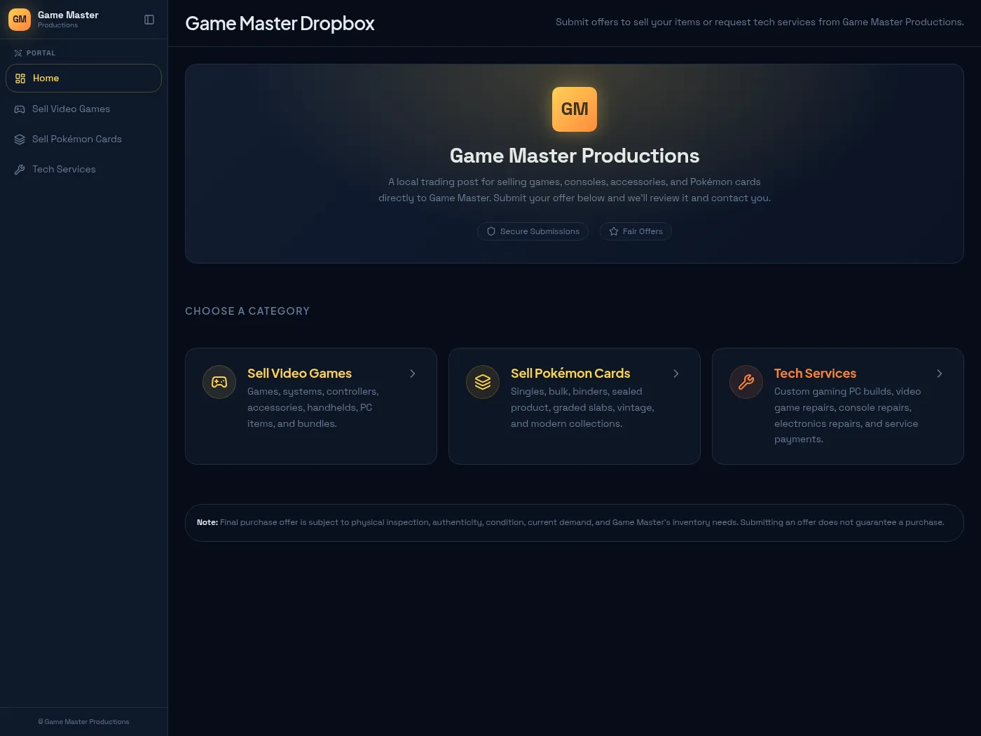 Game Master Portal