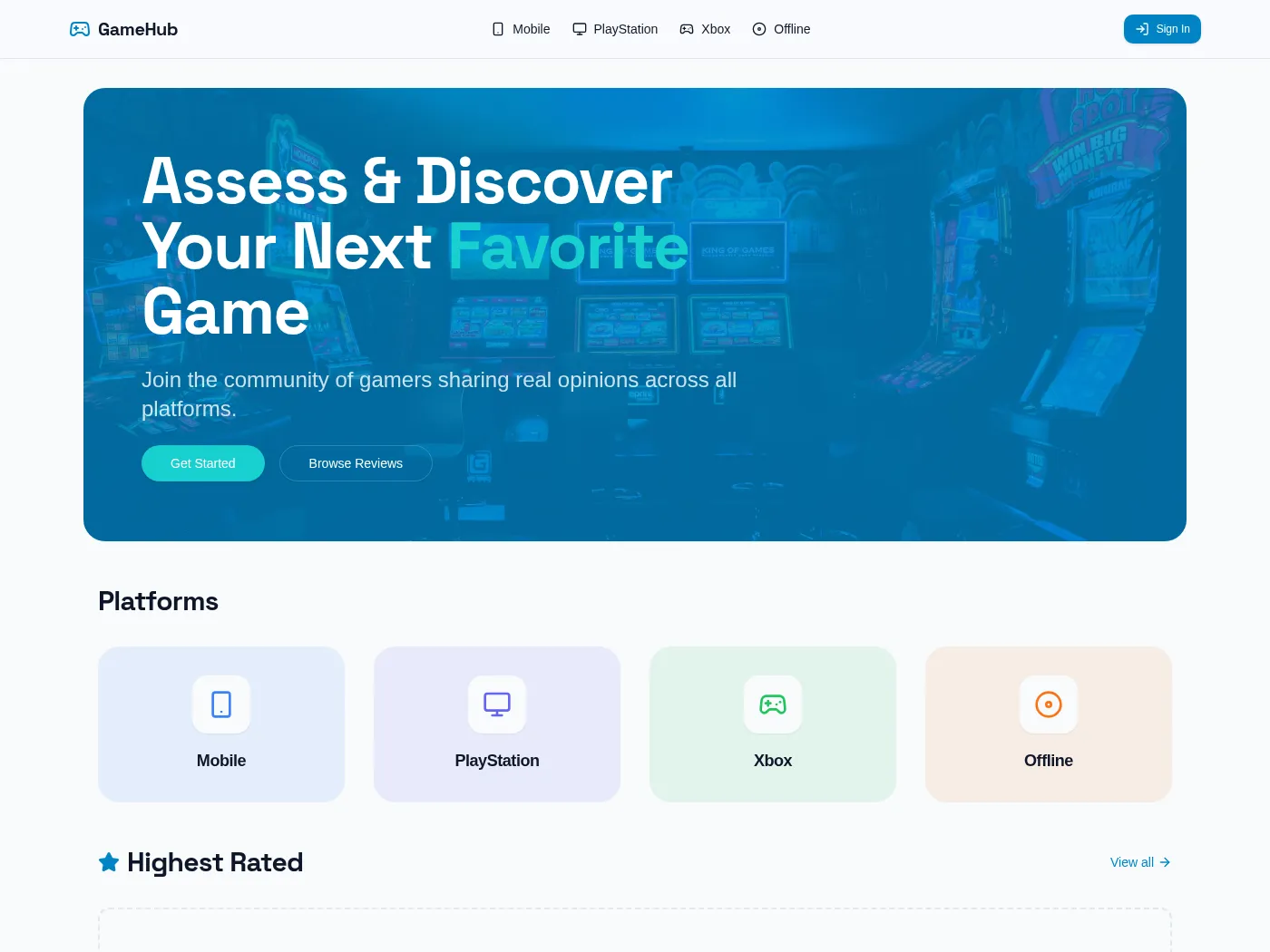 Game Review Hub