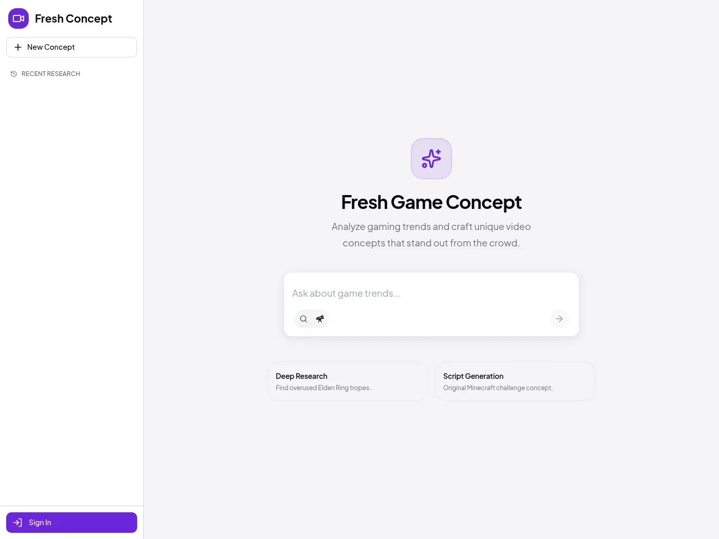Fresh Game Video Concept