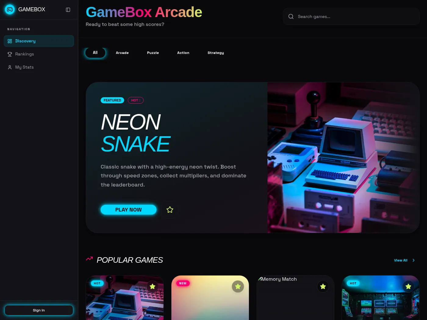 GameBox Web Arcade