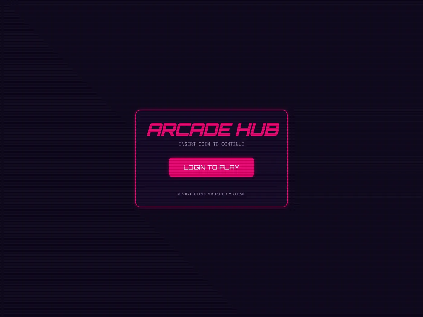 GameHub Login Arcade