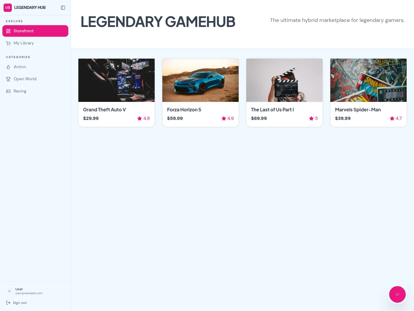 Legendary GameHub Marketplace