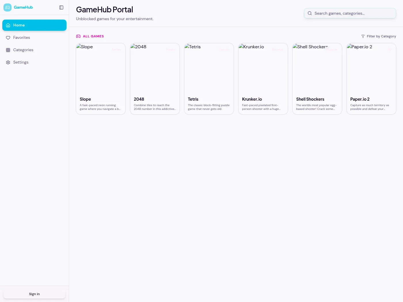 GameHub Portal