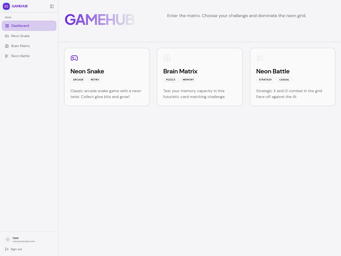 GameHub Web Portal