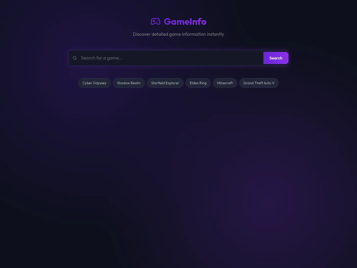 GameInfo Search Bar