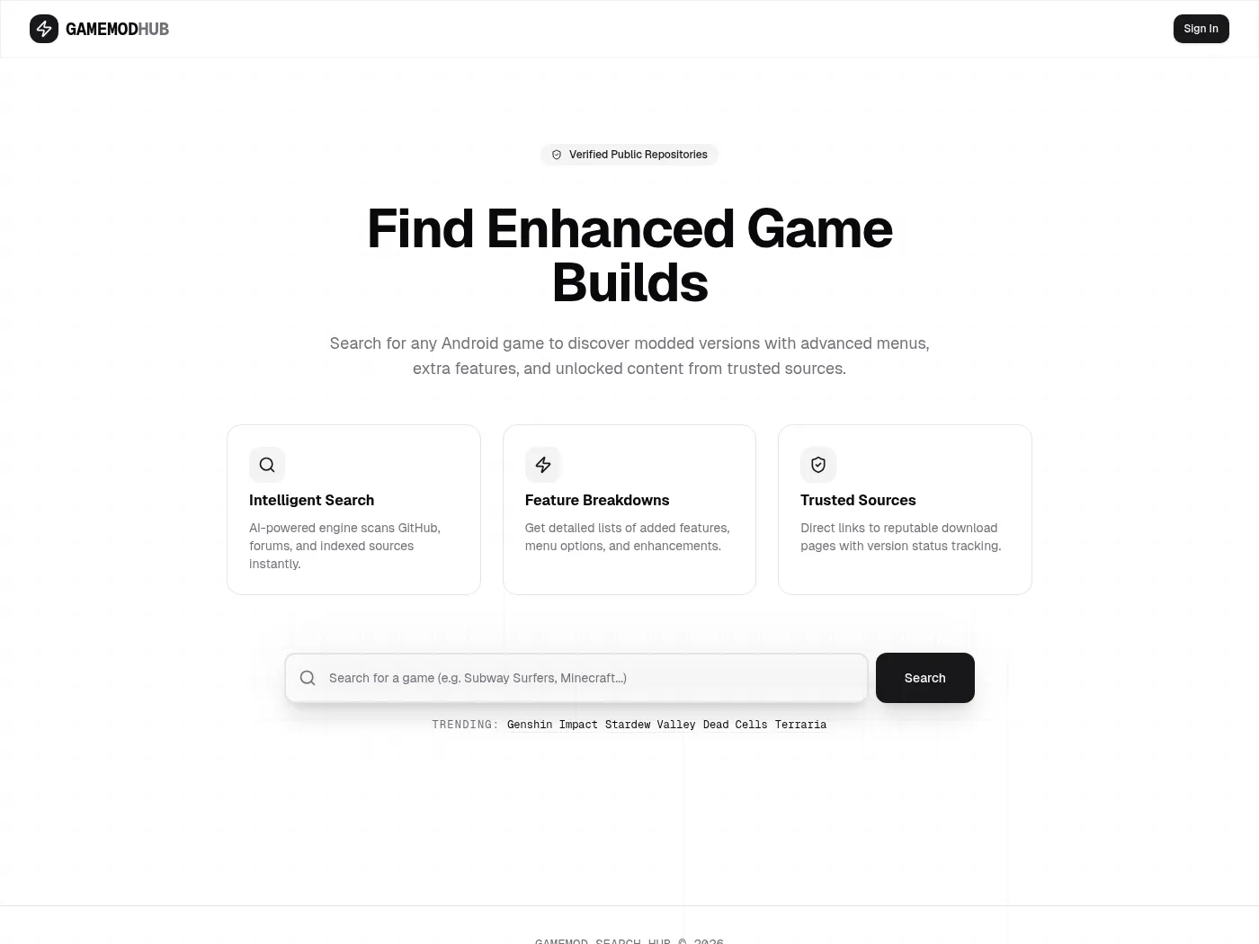 GameMod Search Hub