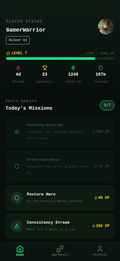 Gamer Gym App